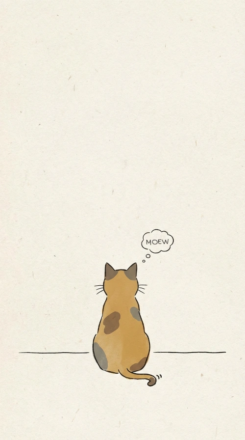 Funny minimalist cat | Wallpaper 4k